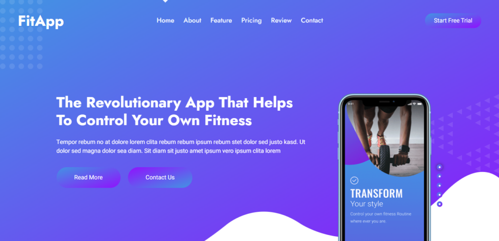 FitApp Website Template – CodePlexo
